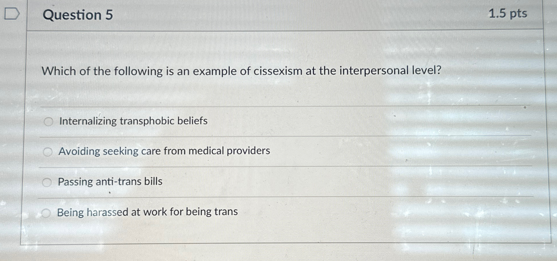 Solved Question 51.5ptsWhich of the following is an example | Chegg.com