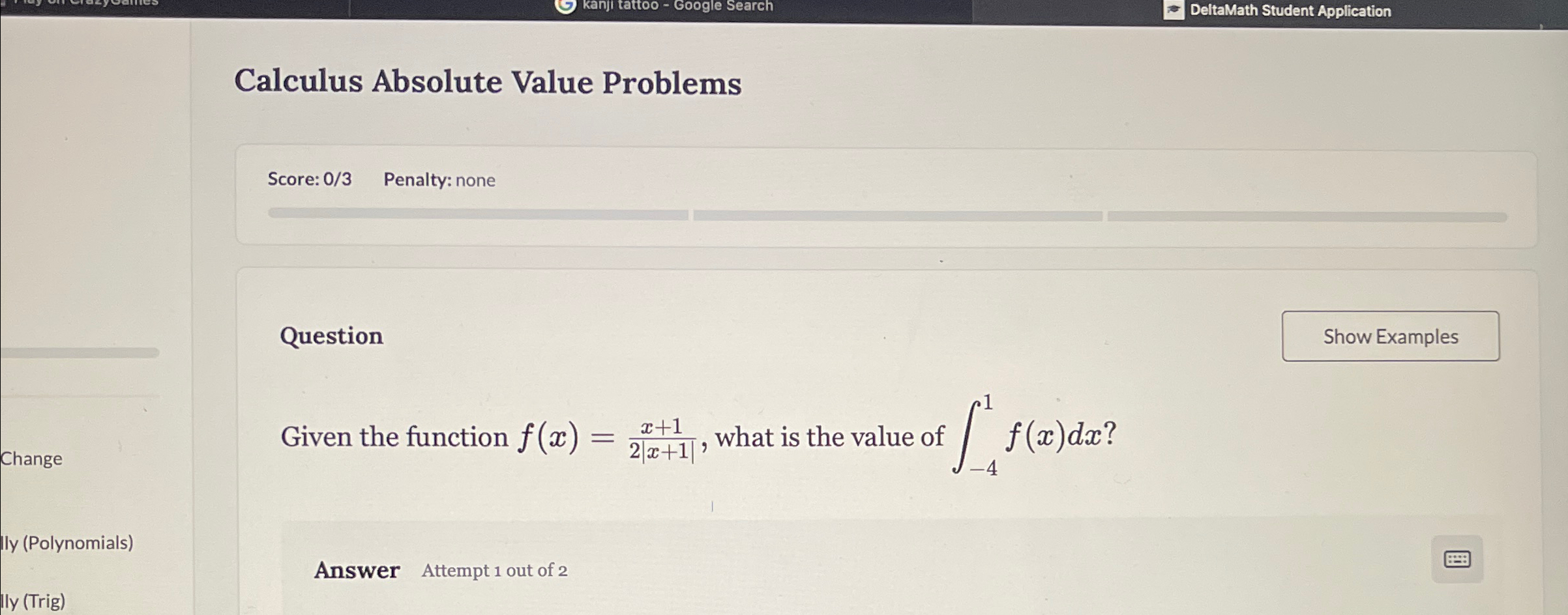 Solved DeltaMath Student ApplicationCalculus Absolute Value | Chegg.com