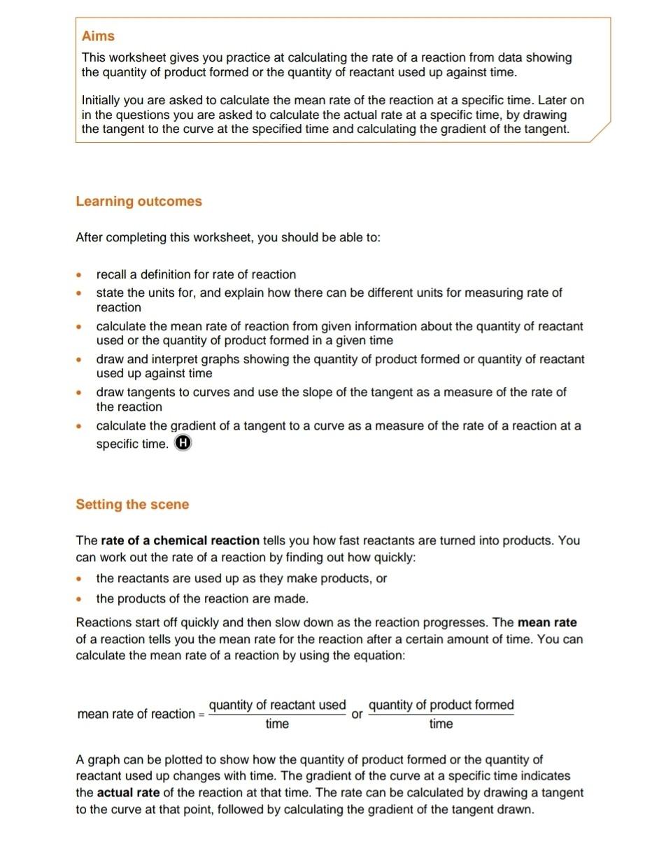 Solved Aims This worksheet gives you practice at calculating | Chegg.com
