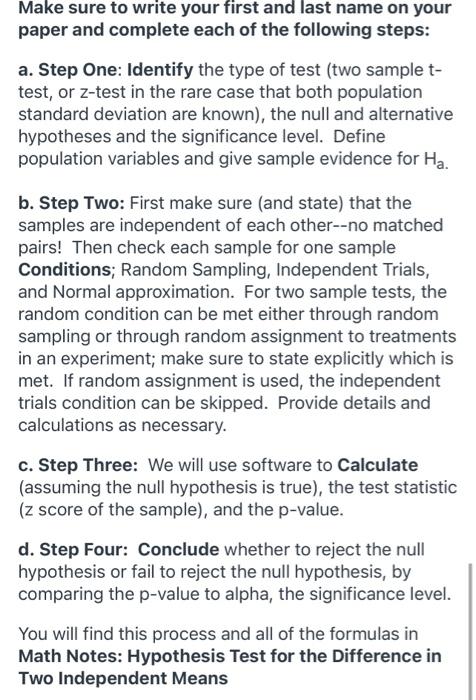 Solved Make sure to write your first and last name on your | Chegg.com