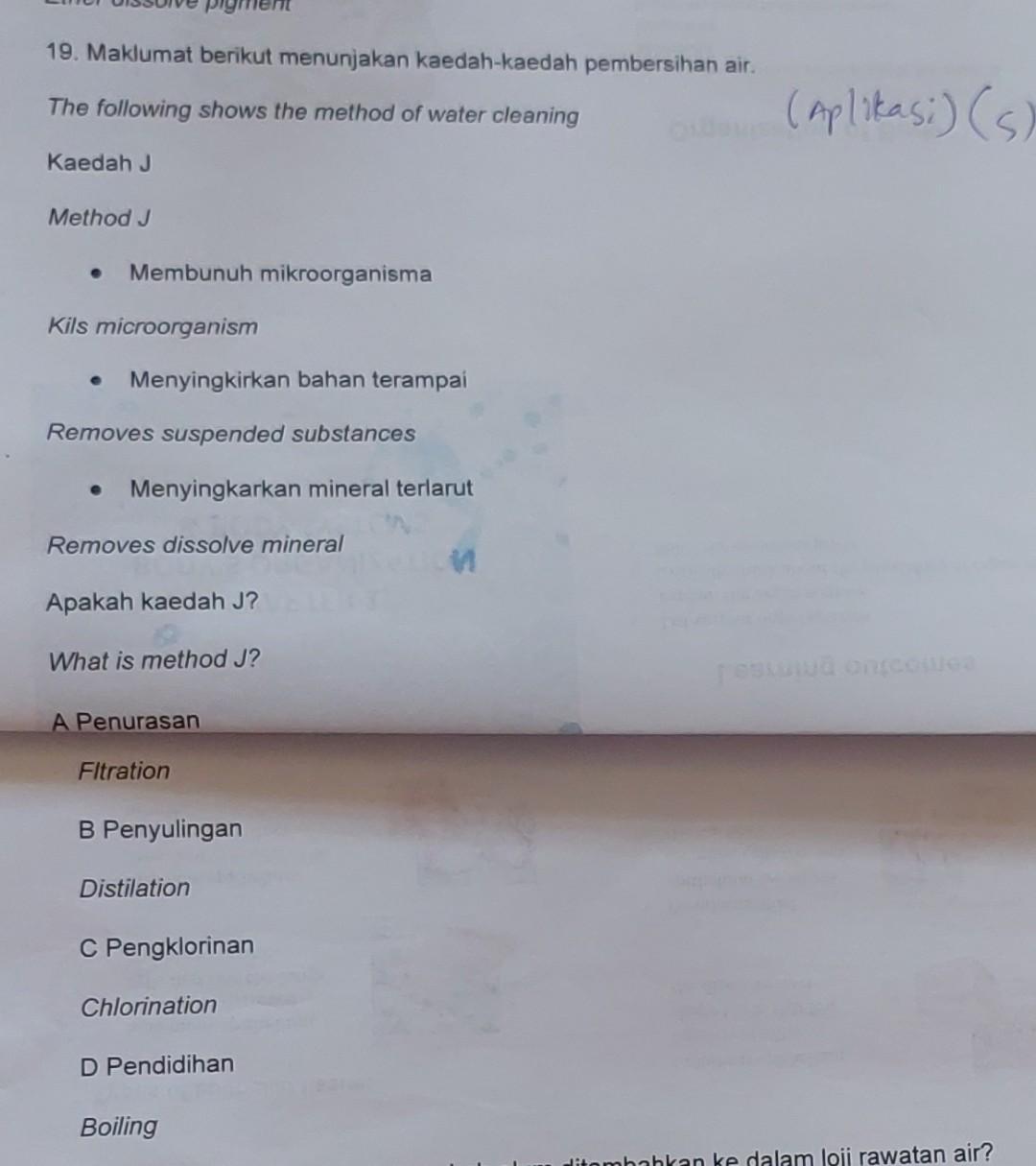 Solved 19. Maklumat berikut menunjakan kaedah-kaedah | Chegg.com