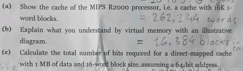 Solved (a) ﻿Show the cache of the MIPS R2000 ﻿processor, | Chegg.com