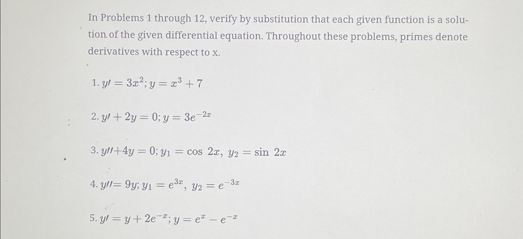 Solved In Problems 1 ﻿through 12, ﻿verify by substitution | Chegg.com