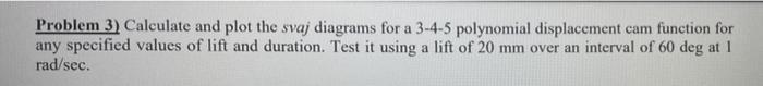 Solved Problem 3) Calculate and plot the svaj diagrams for a | Chegg.com