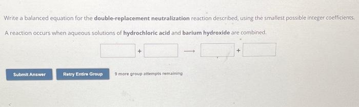 Solved Write a balanced equation for the double-replacement | Chegg.com