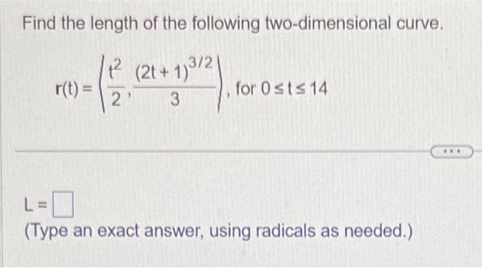 Solved Find the length of the following two-dimensional | Chegg.com