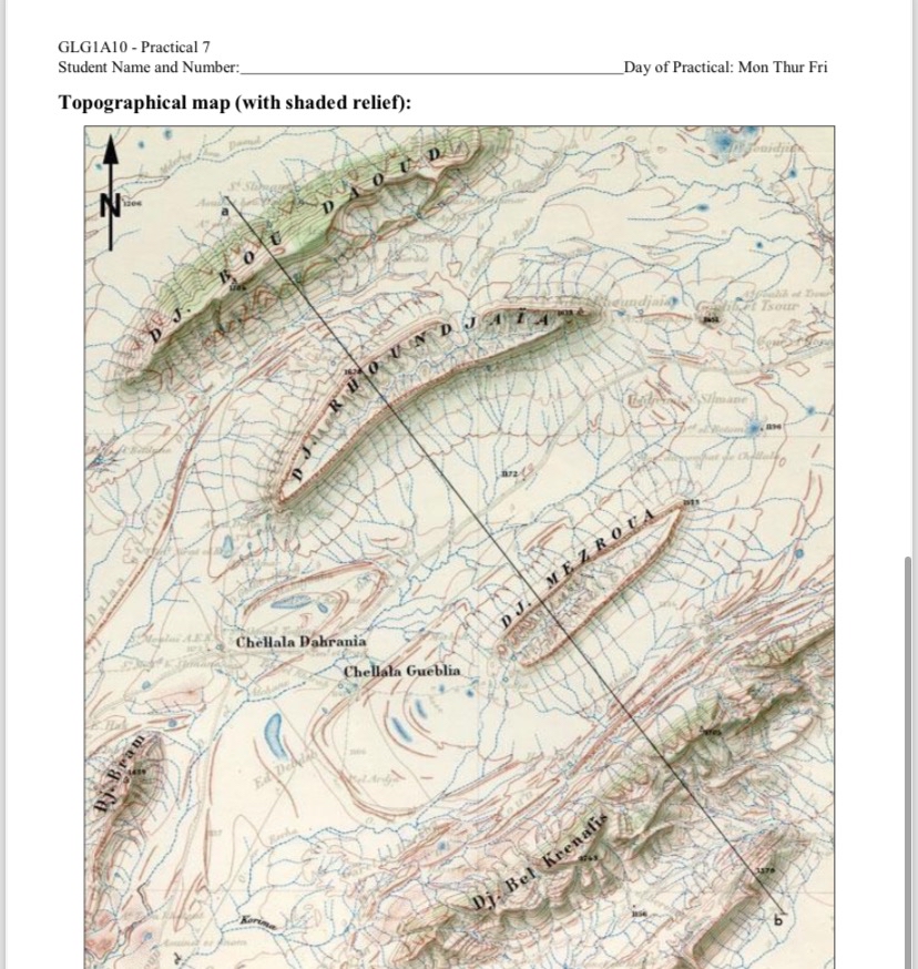 Locate the section line a to b on the topographical | Chegg.com