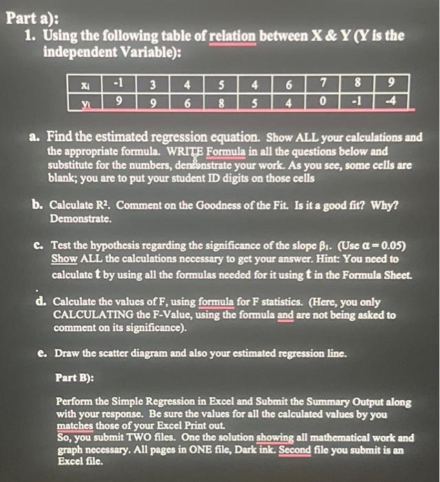 Solved 1. Using the following table of relation between | Chegg.com