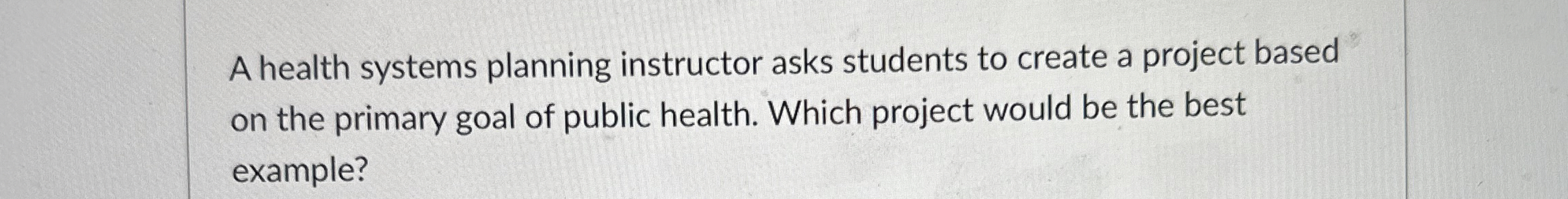 Solved A health systems planning instructor asks students to | Chegg.com