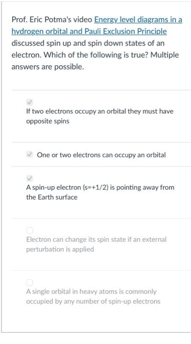 Solved Prof. Eric Potma's video Energy level diagrams in a | Chegg.com