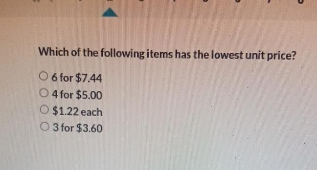 Solved Which of the following items has the lowest unit | Chegg.com