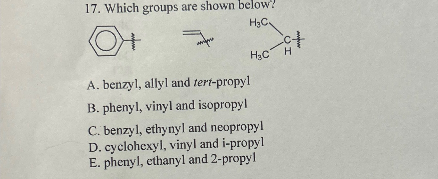 Solved Which groups are shown below?A. ﻿benzyl, allyl and | Chegg.com