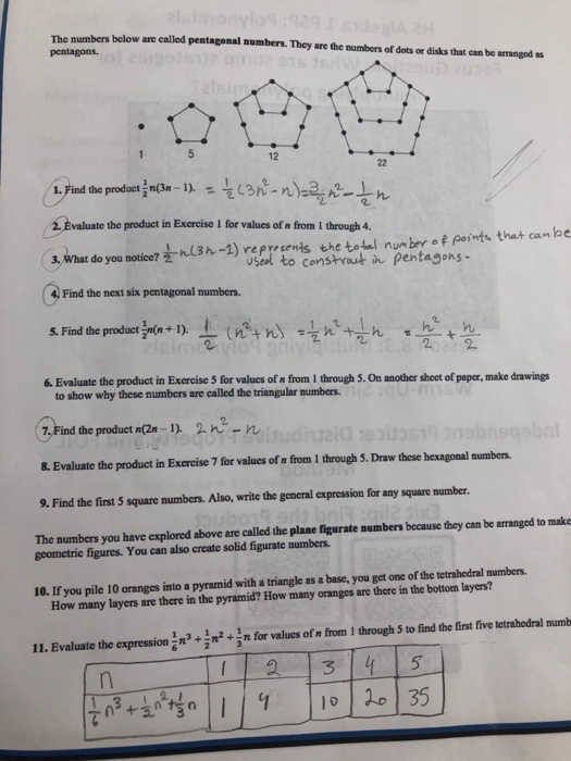 Solved elley The numbers below are called pentagonal | Chegg.com