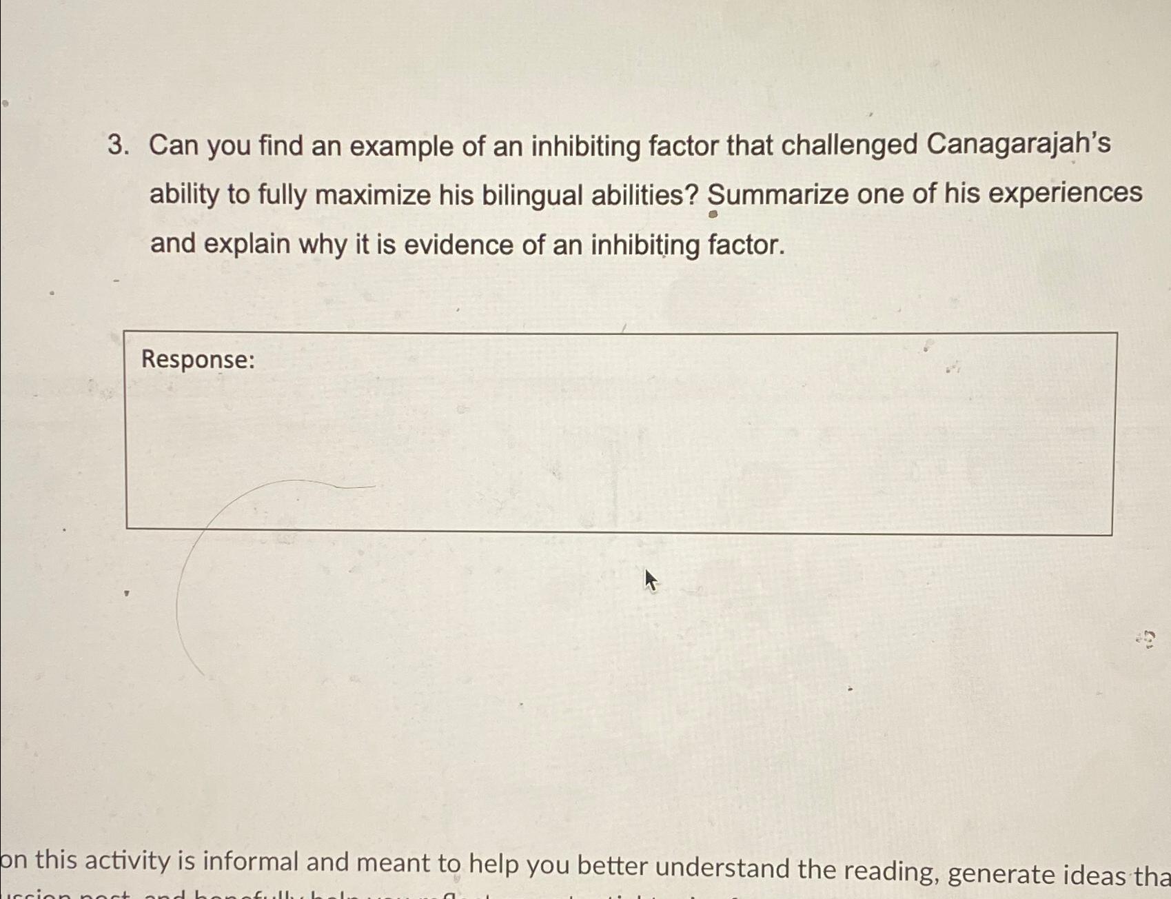Solved Can you find an example of an inhibiting factor that | Chegg.com
