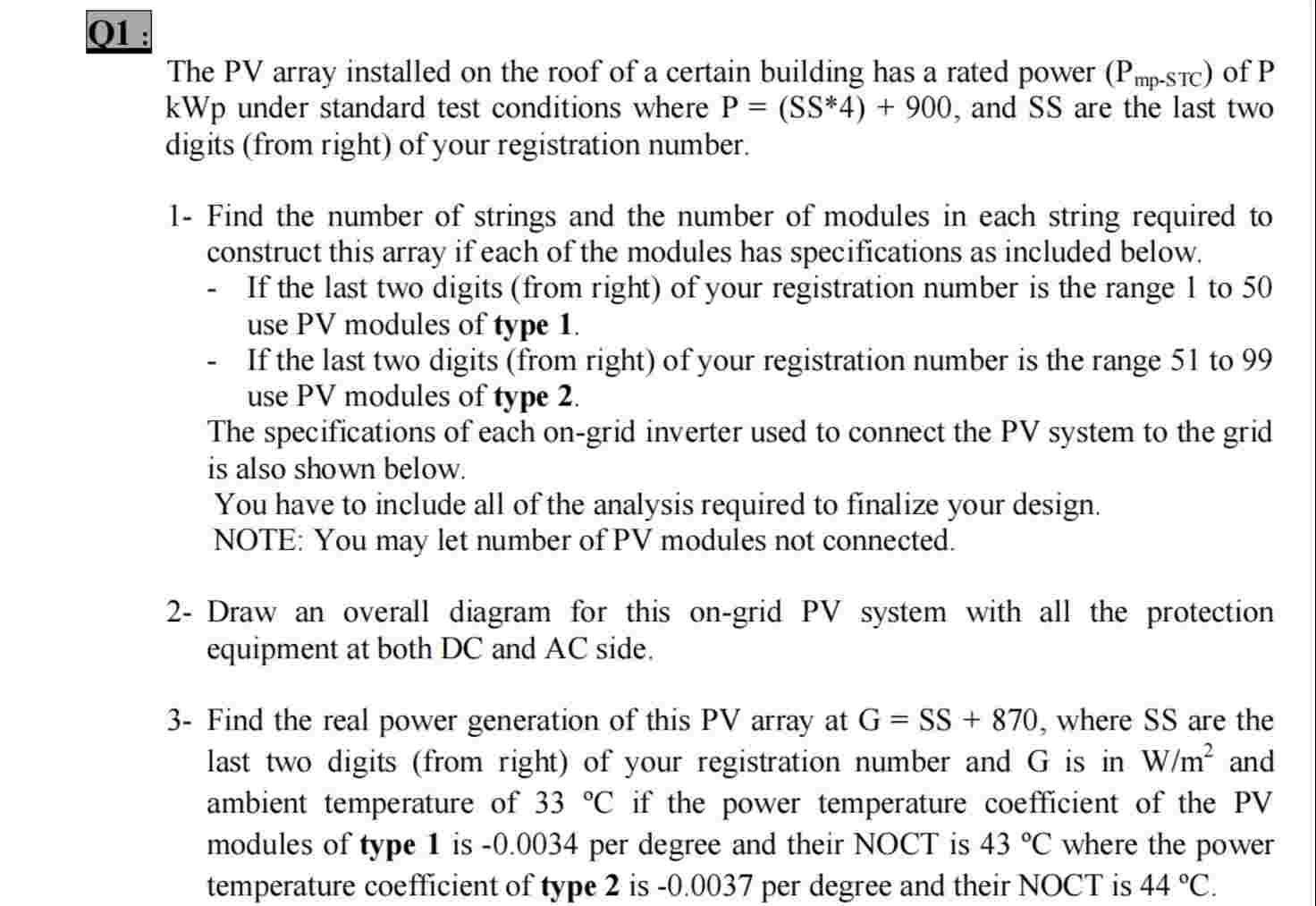 Q1: The PV array installed on the roof of a certain | Chegg.com