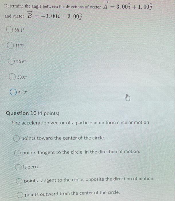 Solved Determine the angle between the directions of vector | Chegg.com
