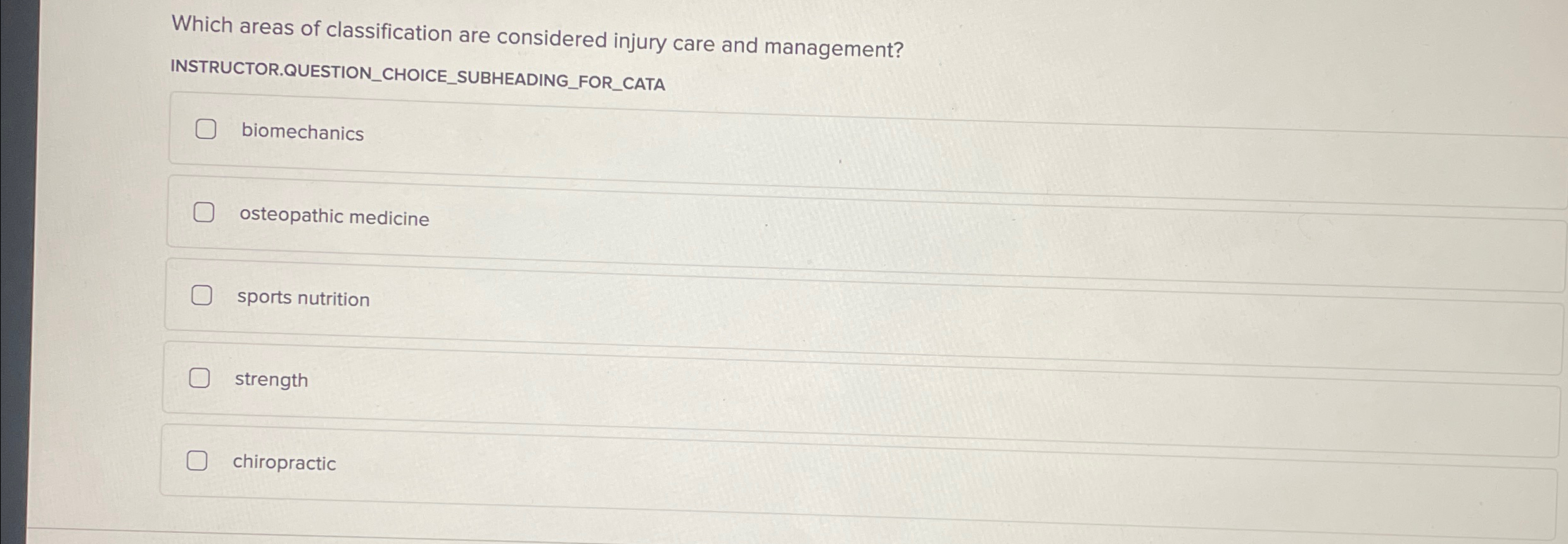Solved Which areas of classification are considered injury | Chegg.com