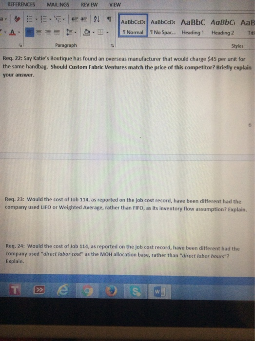 Font P aragraph Req. 4 The production engineers | Chegg.com
