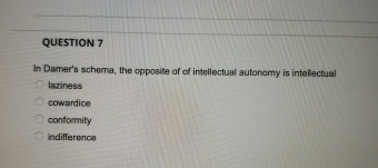 Solved QUESTION 7In.Damer's schema, the opposite of of | Chegg.com