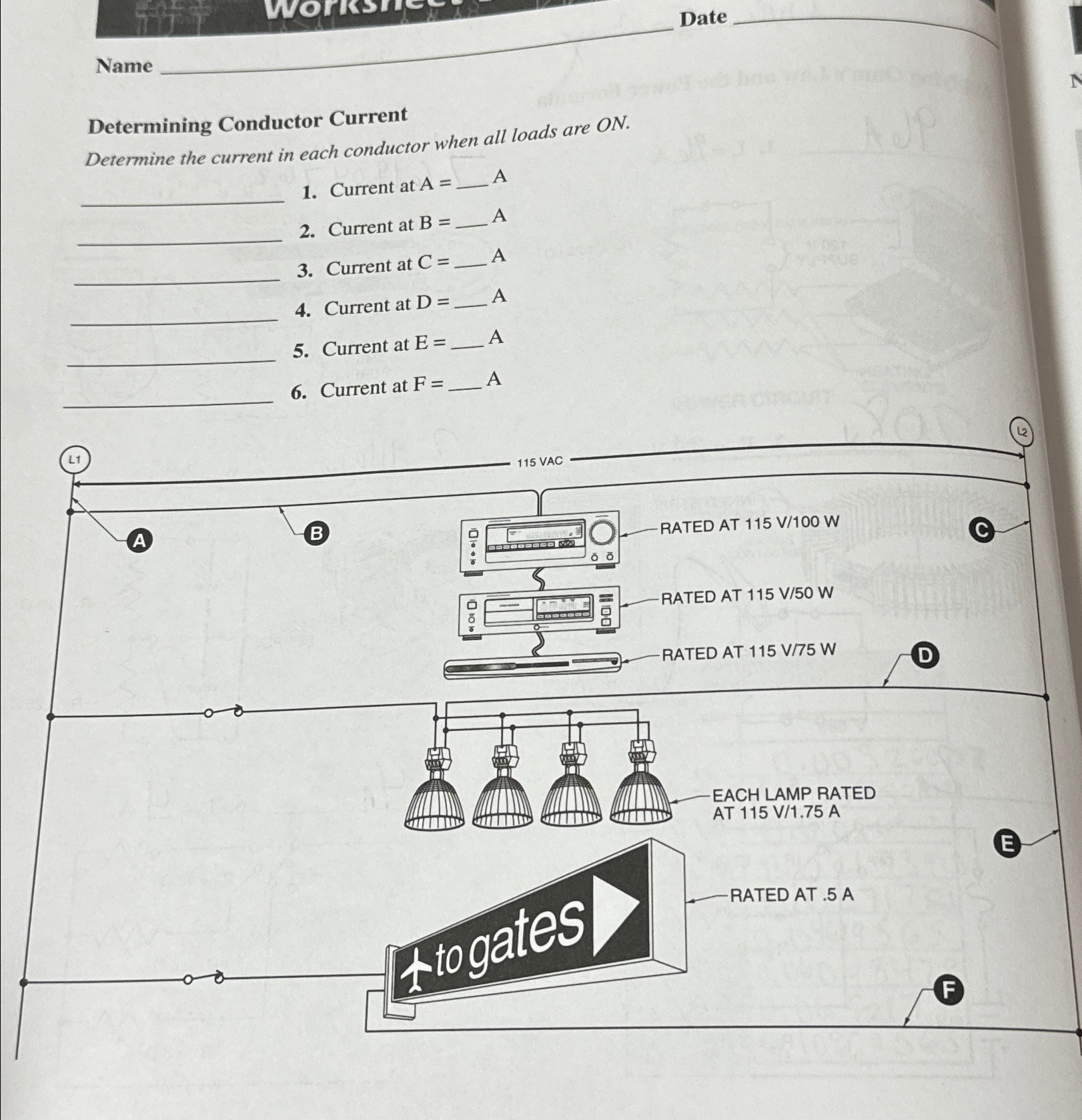 Solved DateNameDetermining Conductor CurrentDetermine the | Chegg.com
