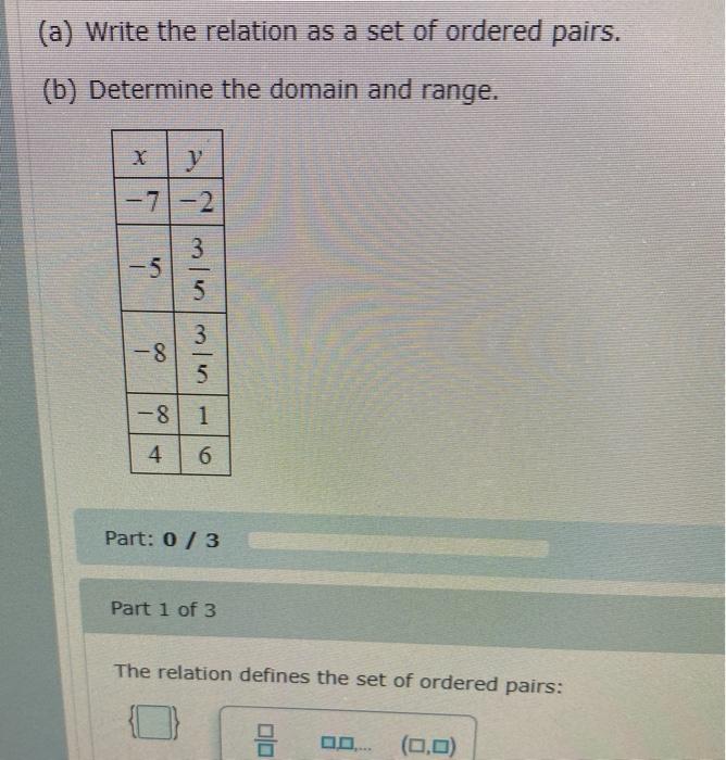 Solved - Write the relation as a set of ordered pairs..- | Chegg.com