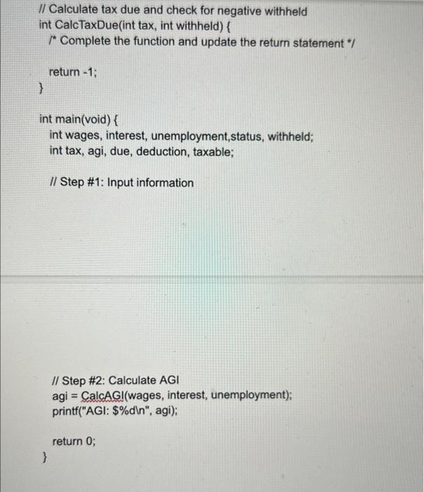 Solved 20.9 LAB*: Program: Income tax form - functions | Chegg.com