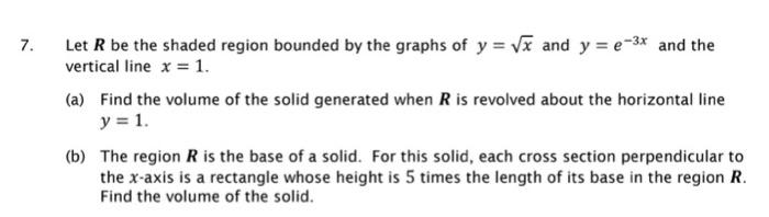 Solved Let R be the shaded region bounded by the graphs of | Chegg.com