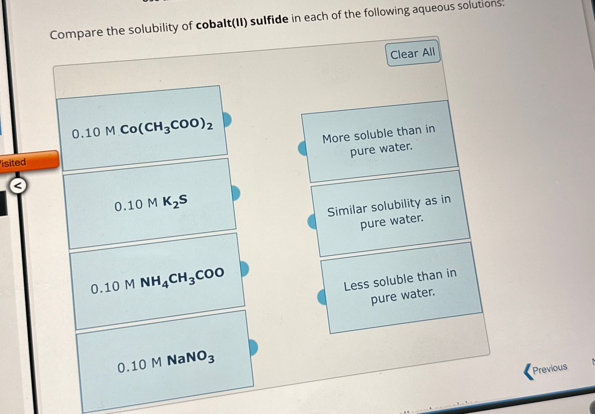 Solved Compare the solubility of cobalt(II) ﻿sulfide in each | Chegg.com
