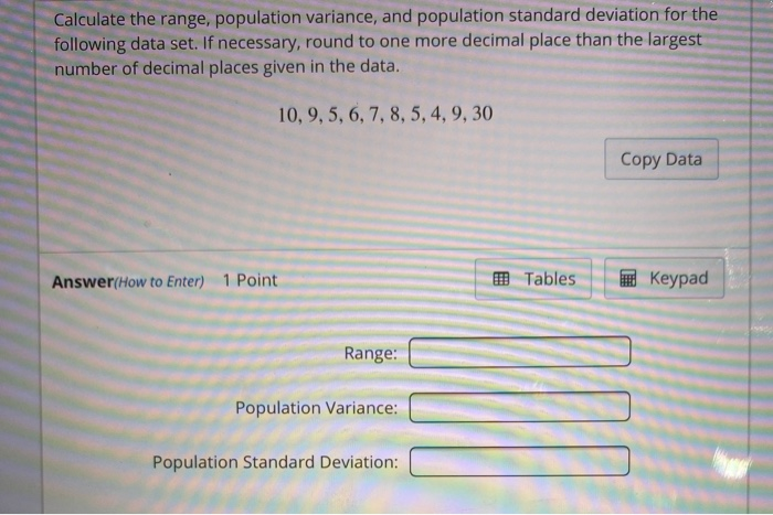 Solved Calculate The Range Population Variance And Chegg