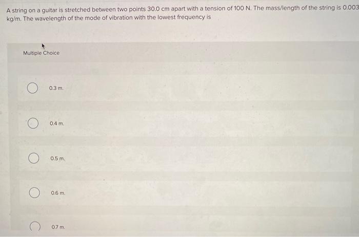 Solved A string on a guitar is stretched between two points | Chegg.com