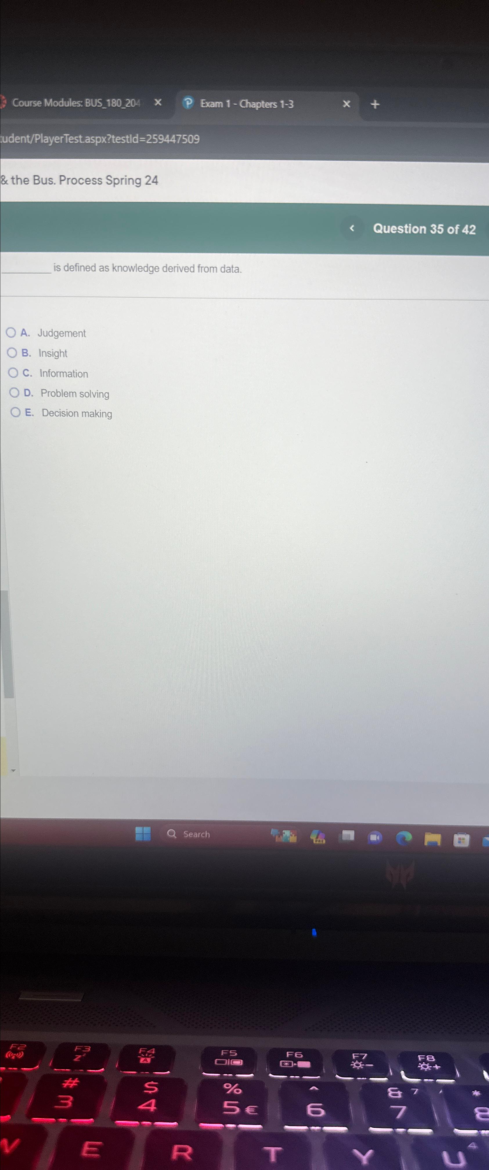 Solved 3 ﻿Course Modules: BUS_180_204Exam 1 - ﻿Chapters | Chegg.com