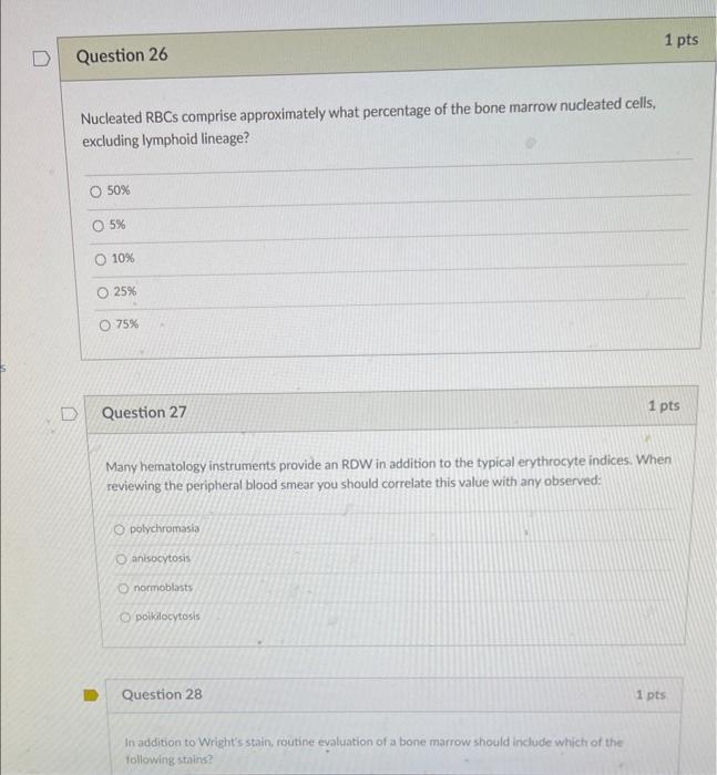 Solved Nucleated RBCs comprise approximately what percentage | Chegg.com