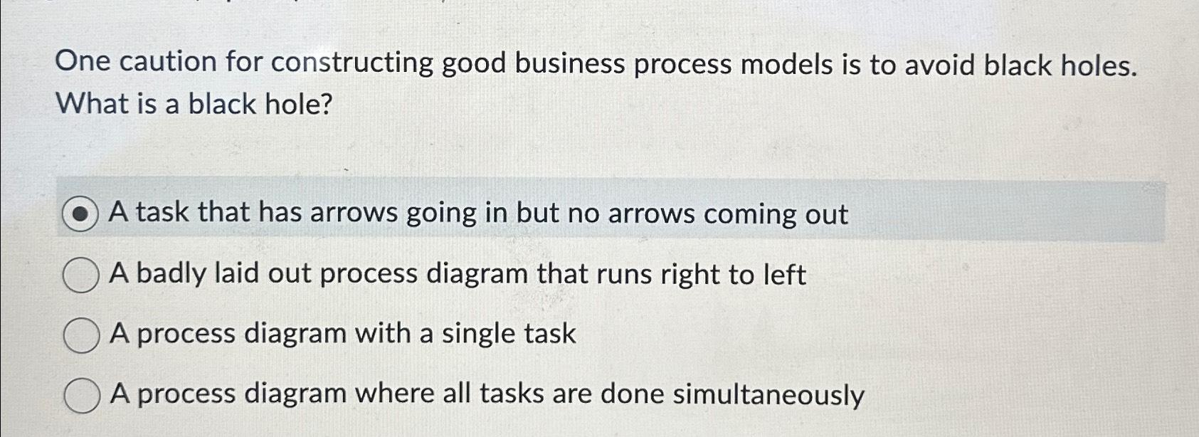 Solved One caution for constructing good business process | Chegg.com