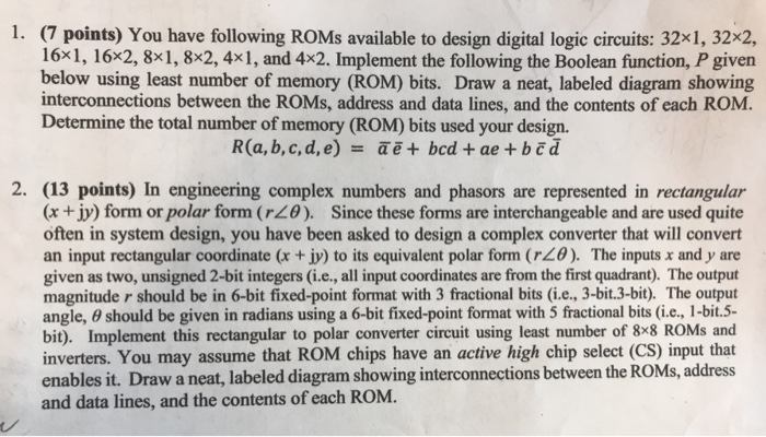 Below there are two questions on ROM based logic | Chegg.com