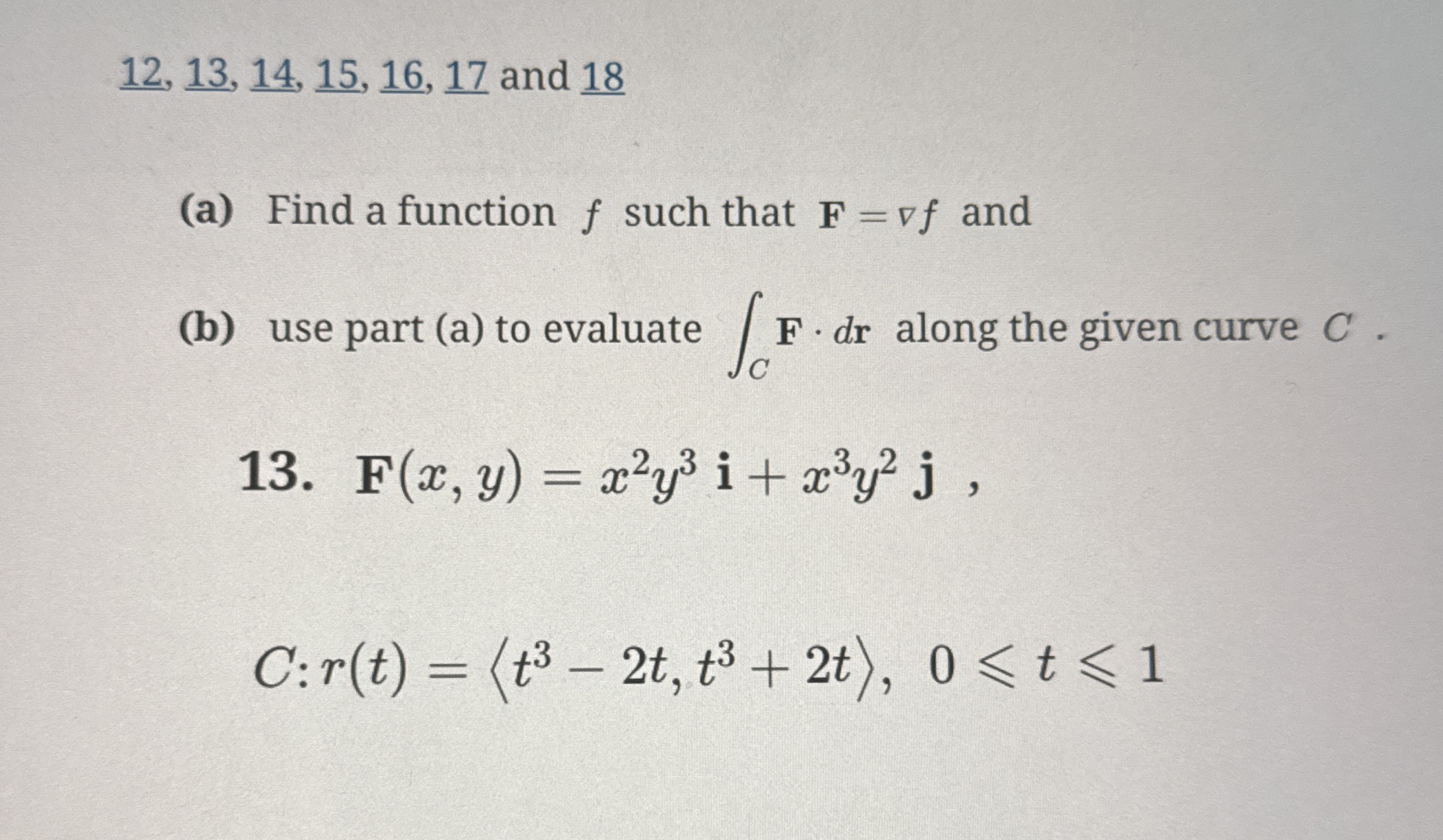 Solved 12,13,14,15,16,17 ﻿and 18(a) ﻿Find a function f ﻿such | Chegg.com