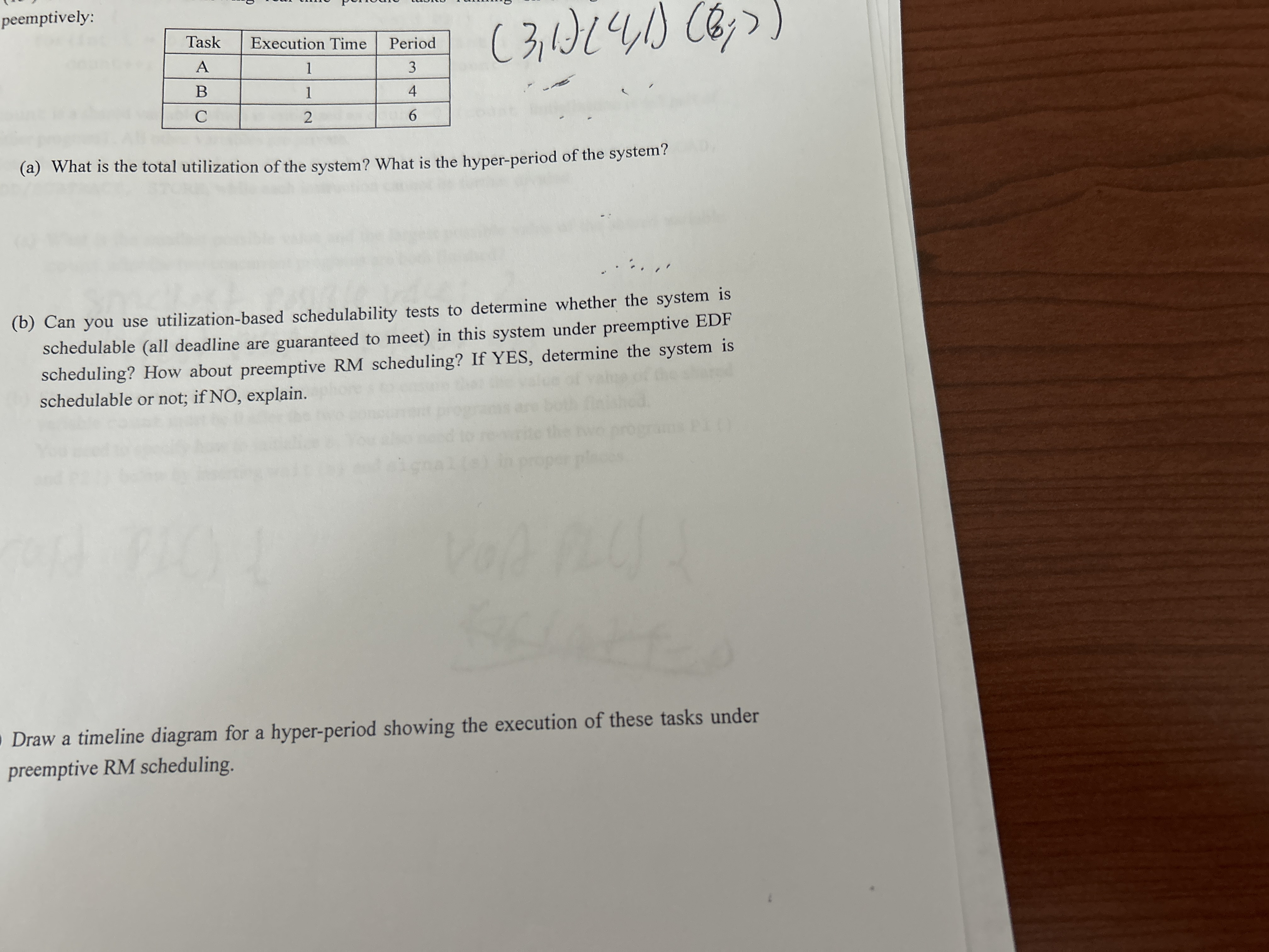 Solved Peemptively Table[[task Execution