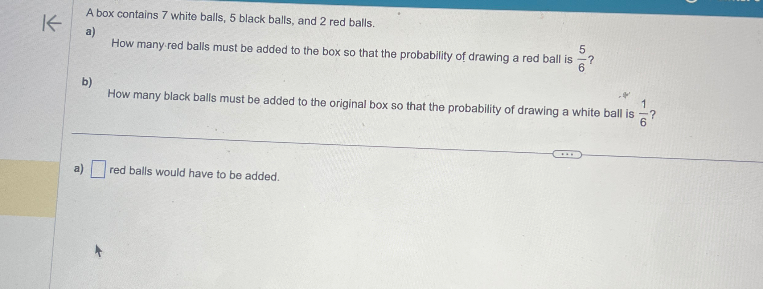 Solved A box contains 7 ﻿white balls, 5 ﻿black balls, and 2 | Chegg.com