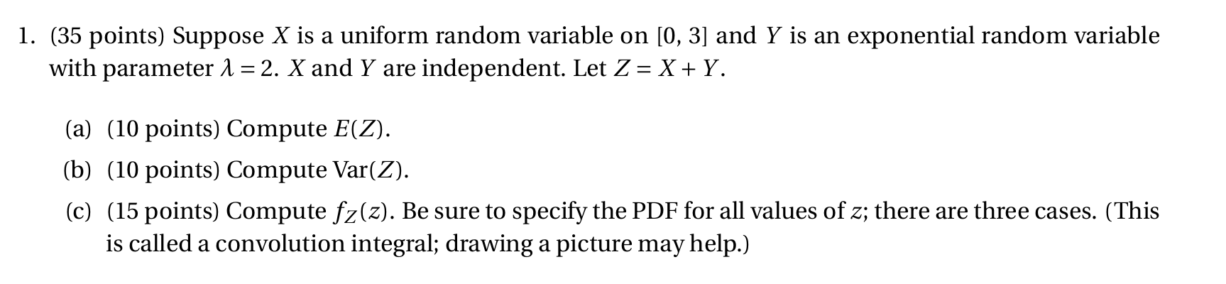 Solved (35 ﻿points) ﻿Suppose x ﻿is a uniform random variable | Chegg.com