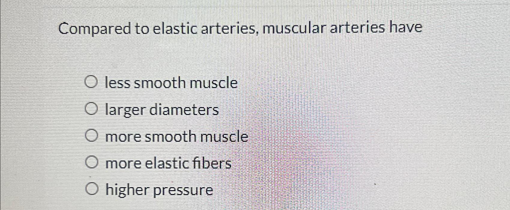 Solved Compared to elastic arteries, muscular arteries | Chegg.com