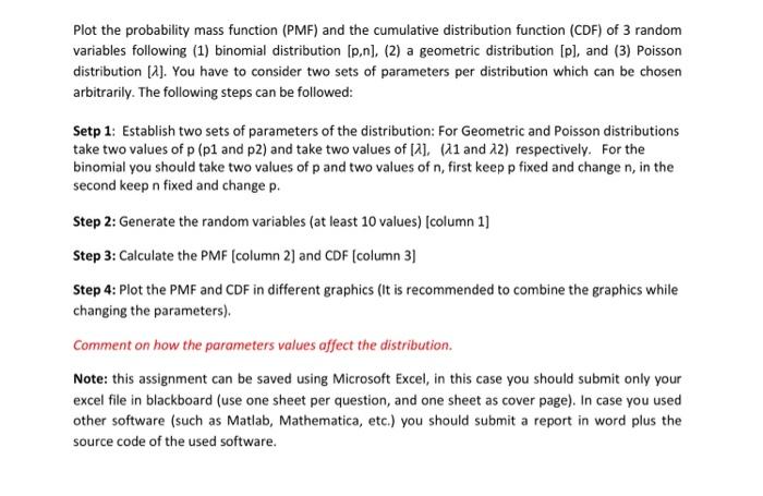Solved Plot the probability mass function (PMF) and the | Chegg.com