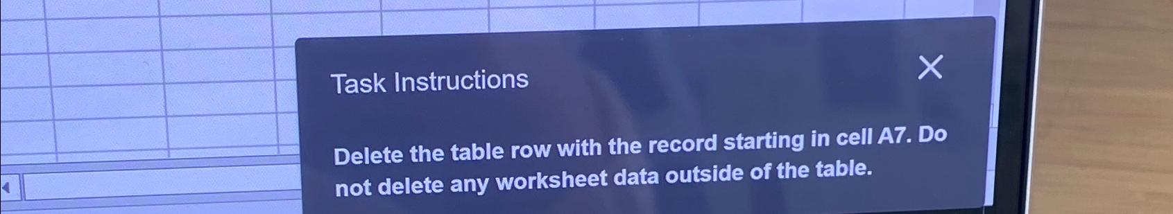 Solved Task InstructionsDelete the table row with the record | Chegg.com