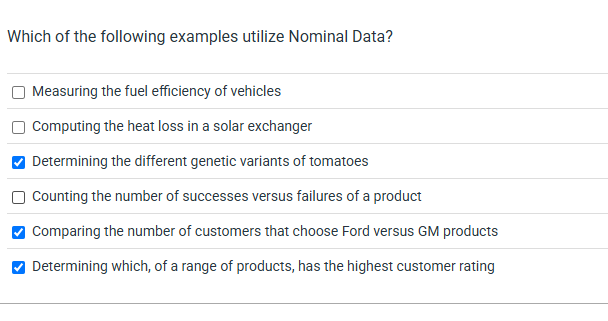 Solved Which of the following examples utilize Nominal | Chegg.com