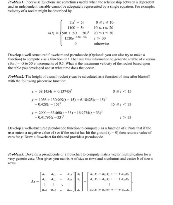 Solved Problem 1: Piecewise functions are sometimes useful | Chegg.com