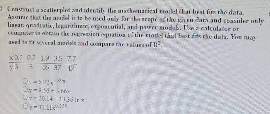 Solved .). Construct a scatterplot and identify the | Chegg.com