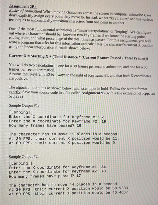 Solved Assignment 2B: Basics of Animation! When moving | Chegg.com
