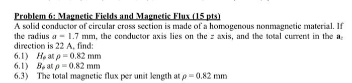 Solved Problem 6: Magnetic Fields and Magnetic Flux (15 pts) | Chegg.com