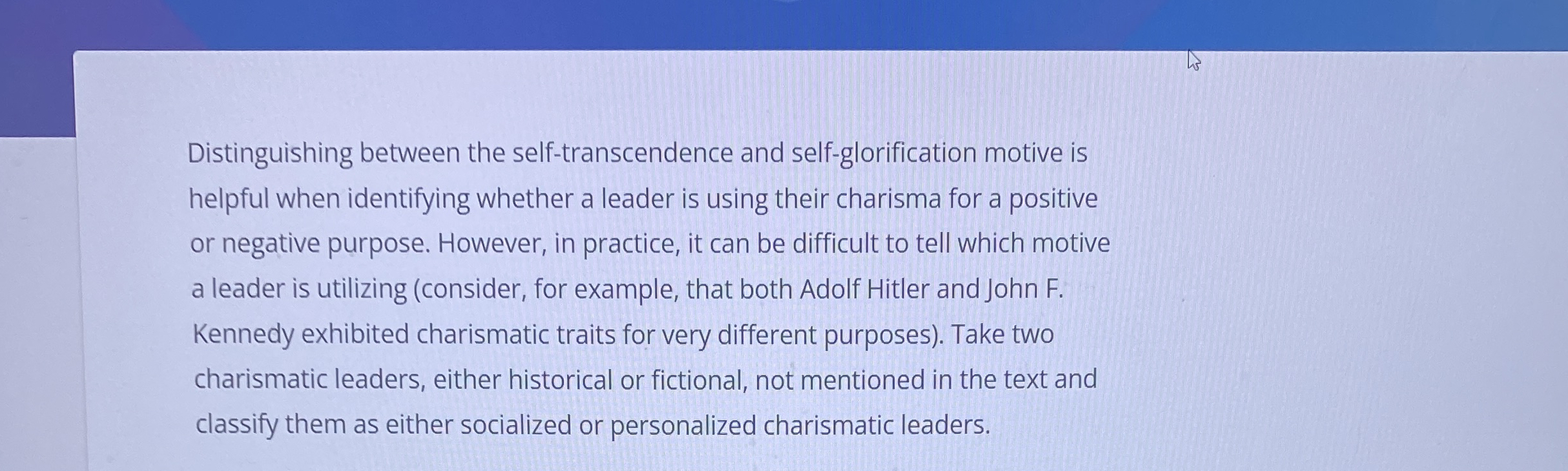 Solved Distinguishing between the self-transcendence and | Chegg.com