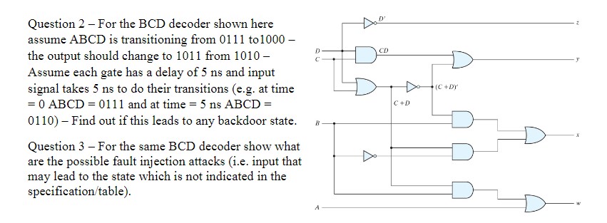 Question 2 - ﻿For the BCD decoder shown here assume | Chegg.com