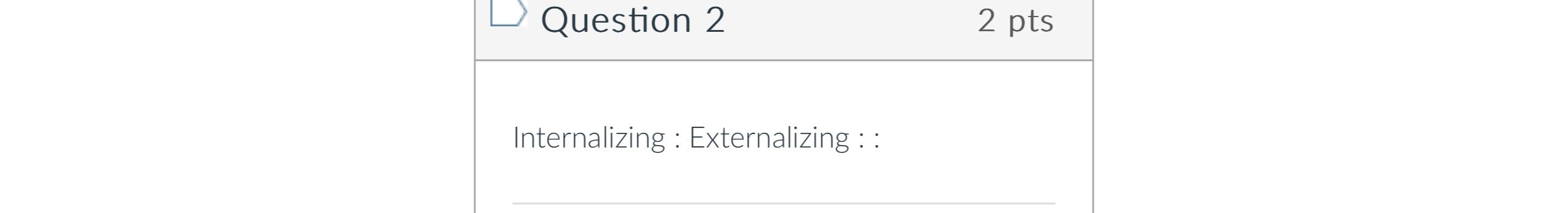 Solved Question 22 ﻿ptsInternalizing : Externalizing : | Chegg.com