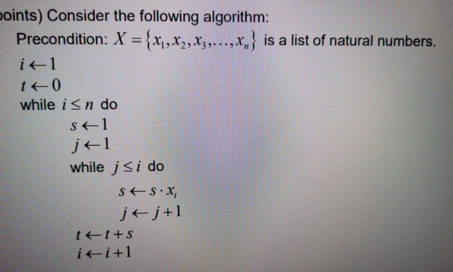 Solved points) Consider the following algorithm: | Chegg.com